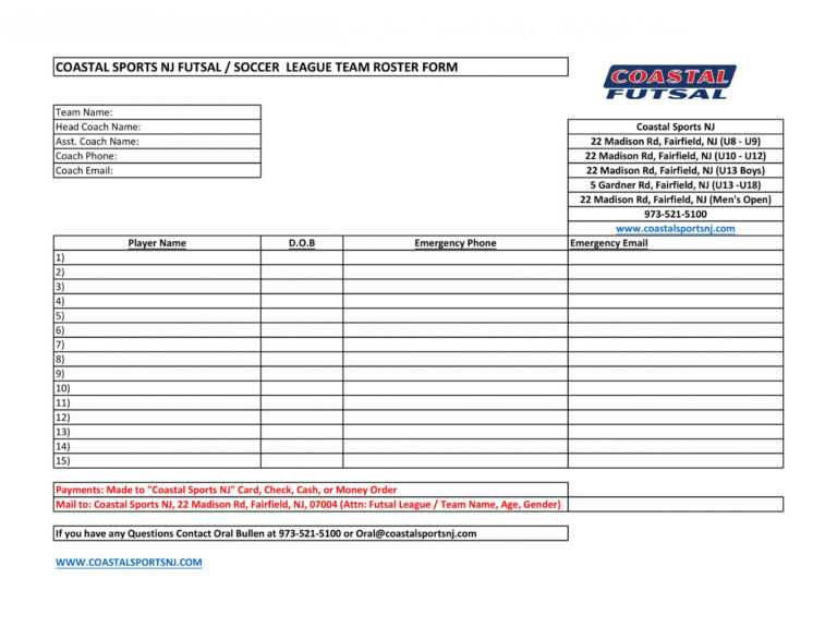 49 Printable Soccer Roster Templates (Soccer Lineup Sheets) ᐅ for ...