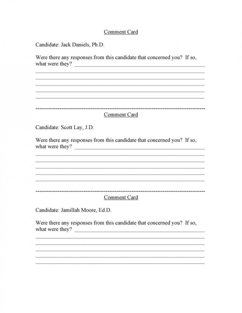 50 Printable Comment Card & Feedback Form Templates ᐅ for Restaurant ...