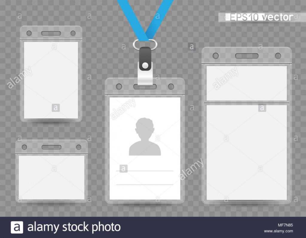 Badge Empty White Template With Shadow And Blue Lanyard On throughout ...