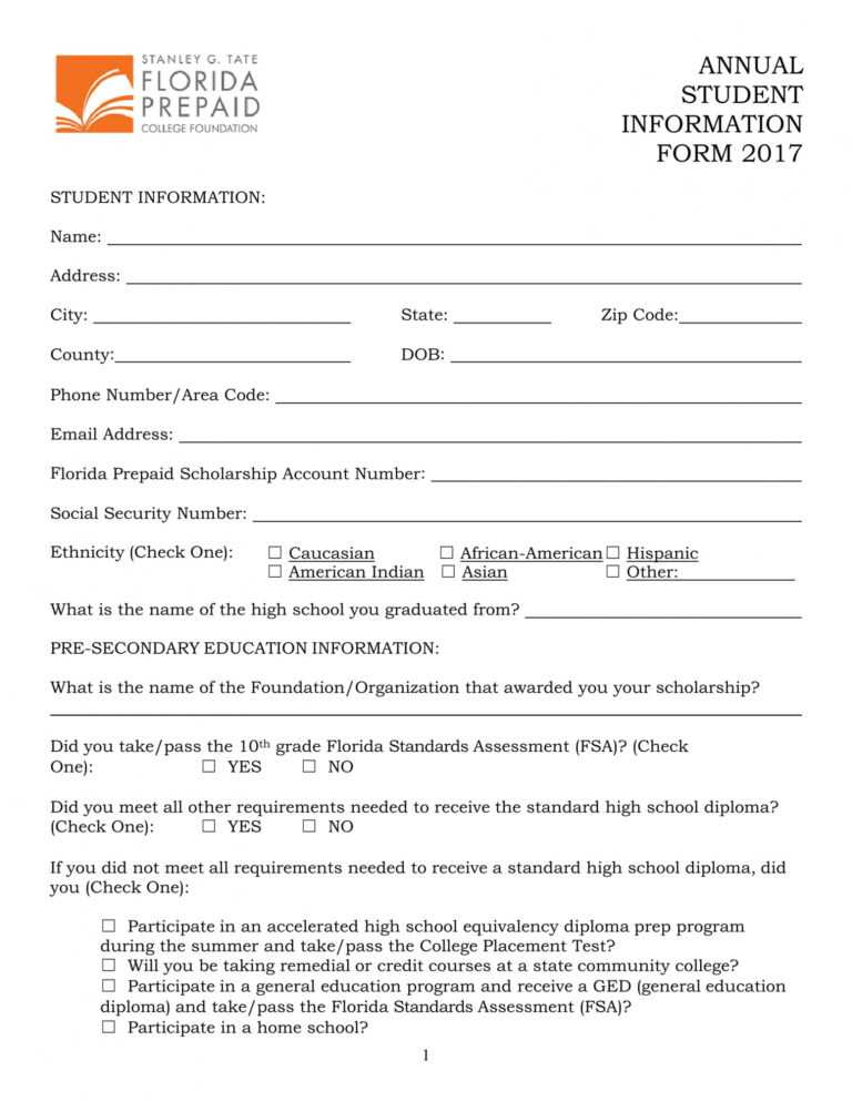 Free 14+ Student Information Forms In Ms Word | Pdf throughout Student ...