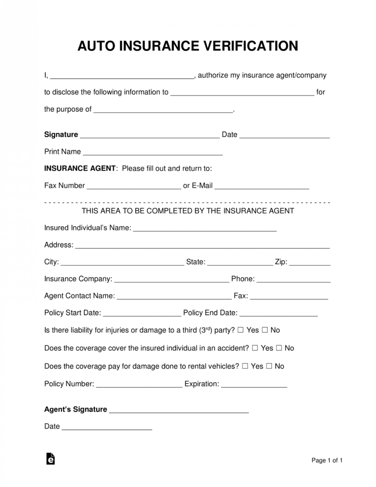 Free Auto Insurance Verification Letter Pdf Word Eforms With