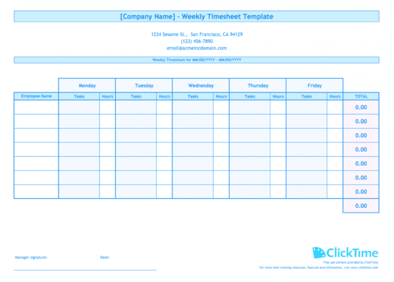 Weekly Time Card Template Free – Creative Inspirational Template Examples