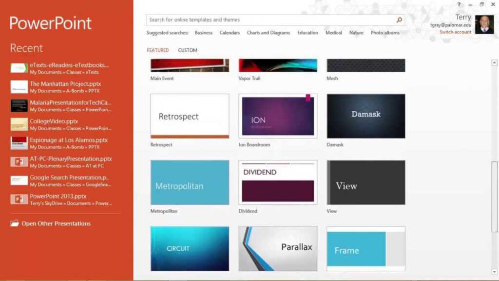 Powerpoint 2013 Templates Themes The Start Screen Intended For powerpoint-2013-templates-themes-the-start-screen-intended-for
