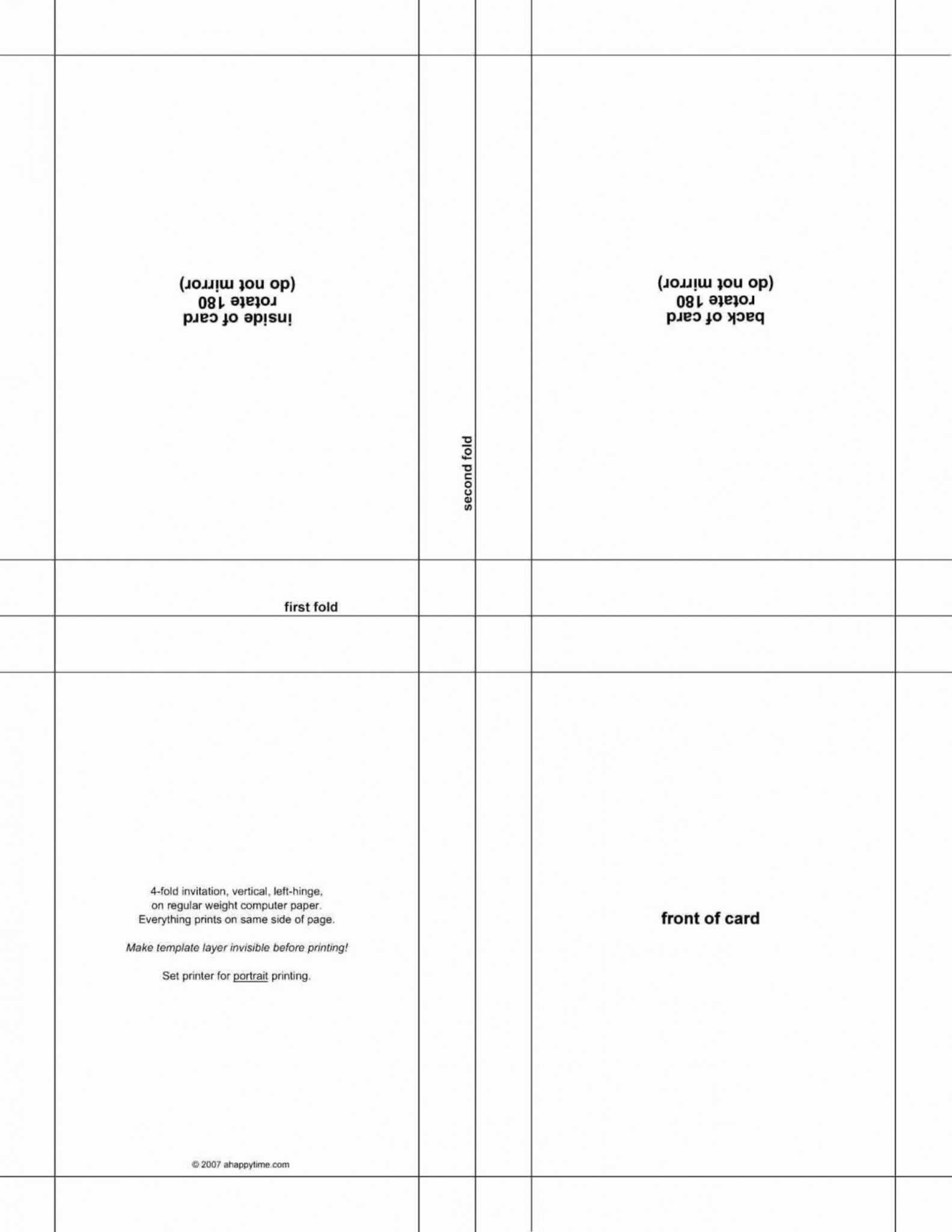 Quarter Fold Birthday Card Template – Creative Inspirational Template ...