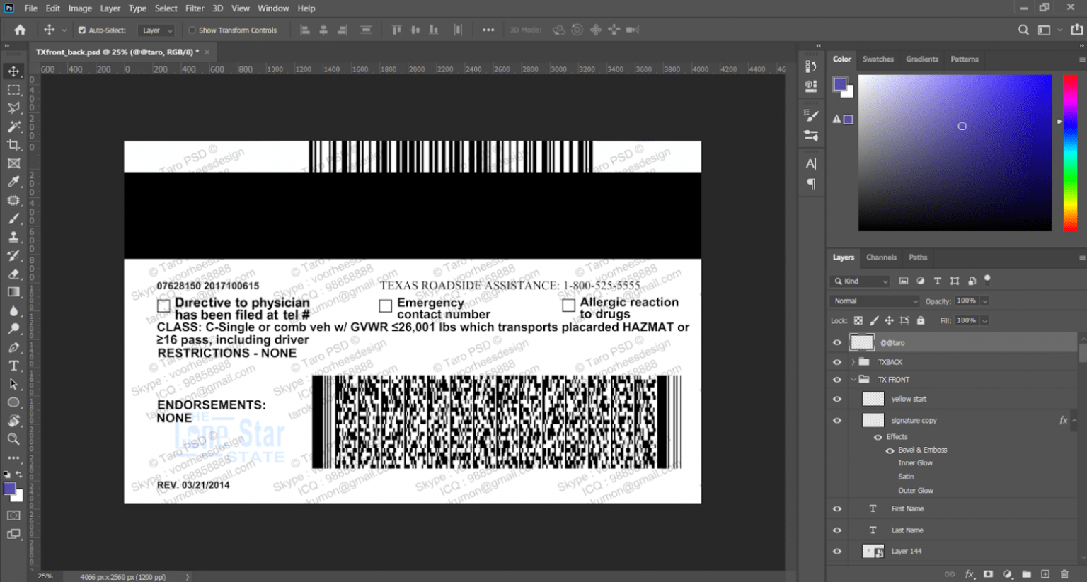 Texas Driver License Editable Psd Template Pertaining To Texas Id Card ...
