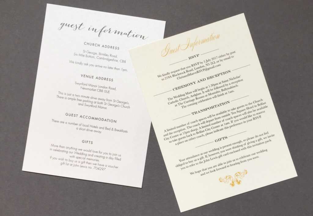 Wedding Guest Information Cards – What To Include | Foil inside Wedding ...